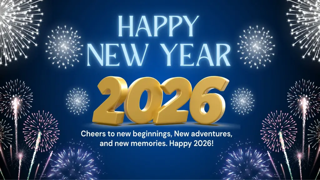 Blue And White Modern Happy New Year 2026 4k Pc Wallpaper - Wishes.Photos