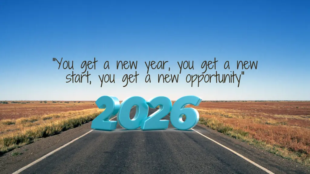 Blue Teal Minimalist Typography Word New Year 2026 View Desktop ...