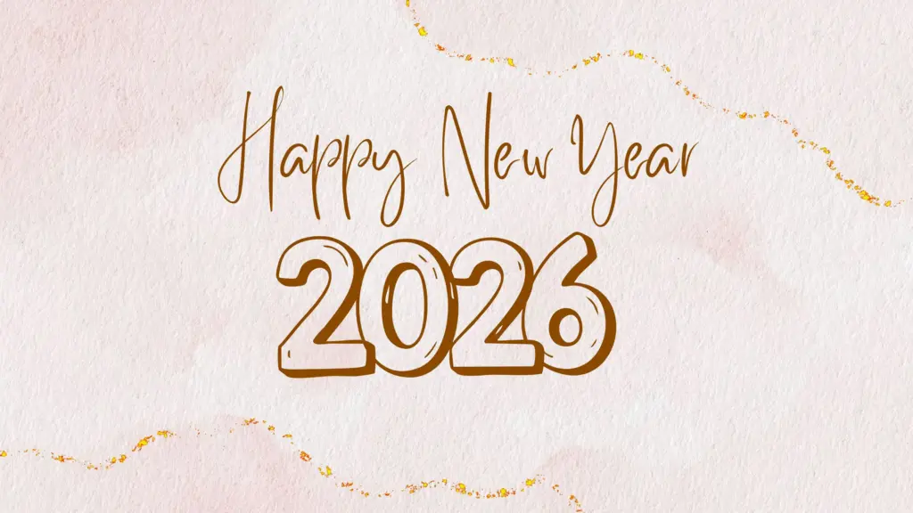Pink Watercolor Minimalist Happy New Year 2026 Desktop Wallpaper ...