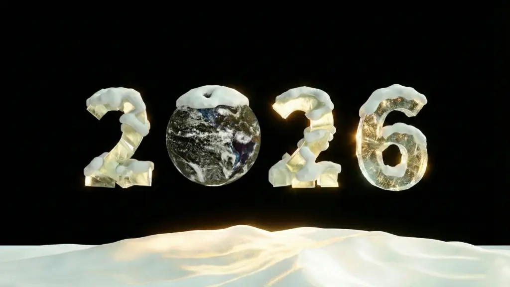 Snow Covered Earth 2026 New Year 4K UHD Wallpaper - Wishes.Photos