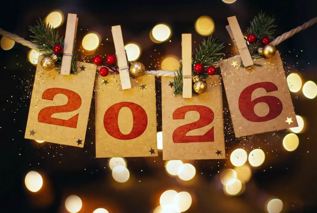 Year 2026 Written On Pinned Cards On A String Desktop 4K Ultra UHD ...